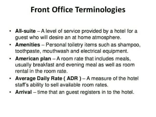Hospitality Industry Terminology, Hotel Definitions & Jargon